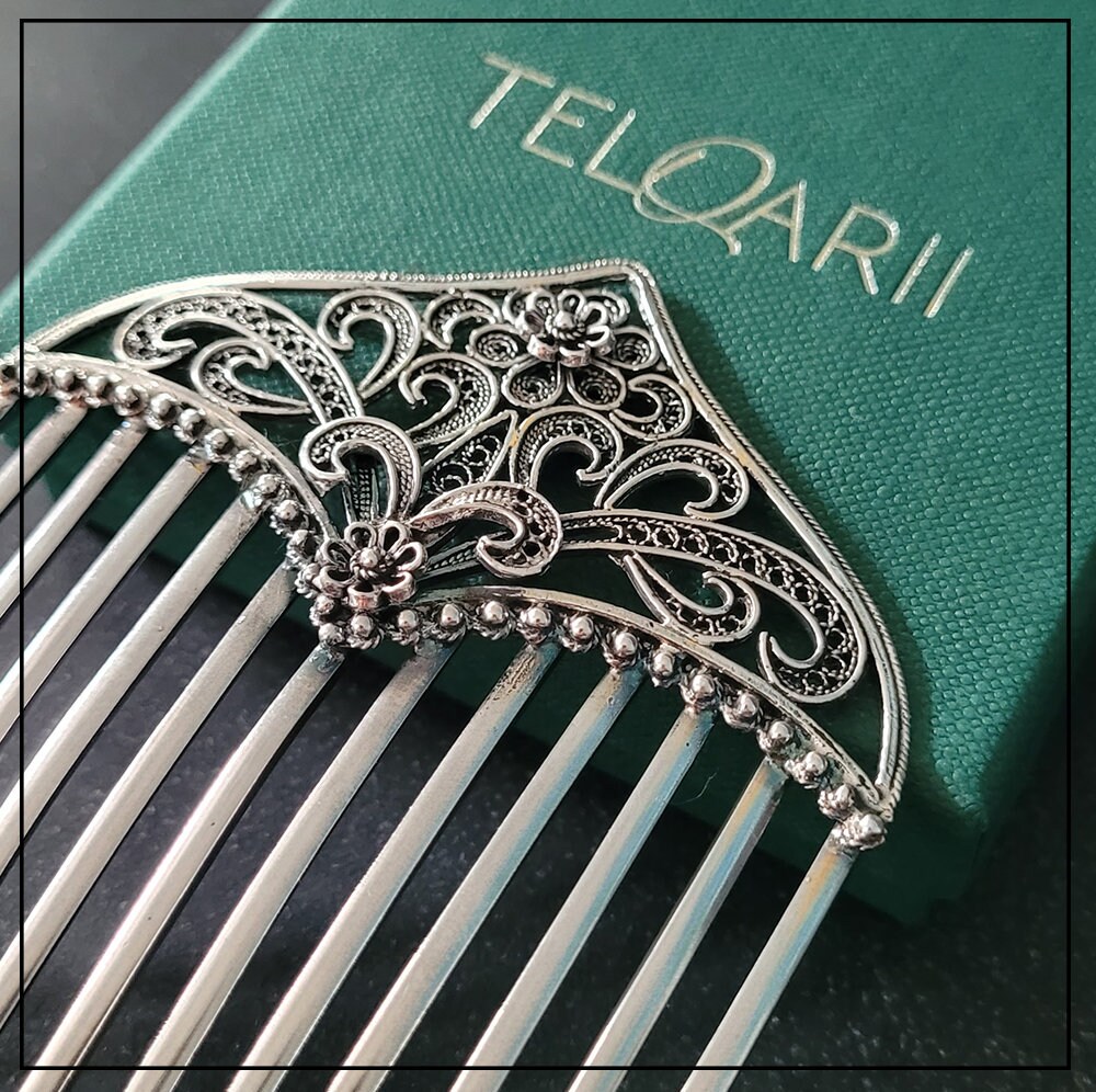 925 Sterling Silver White Filigree Hairpin, Handmade Hair Jewelry for ...