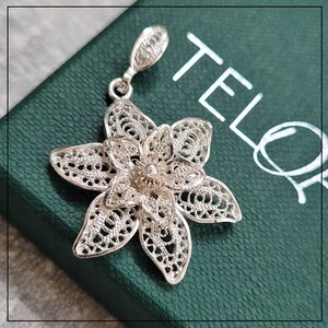 Sterling Silver Filigree Flower Pendant: Turkish Telkari Openwork - Etsy