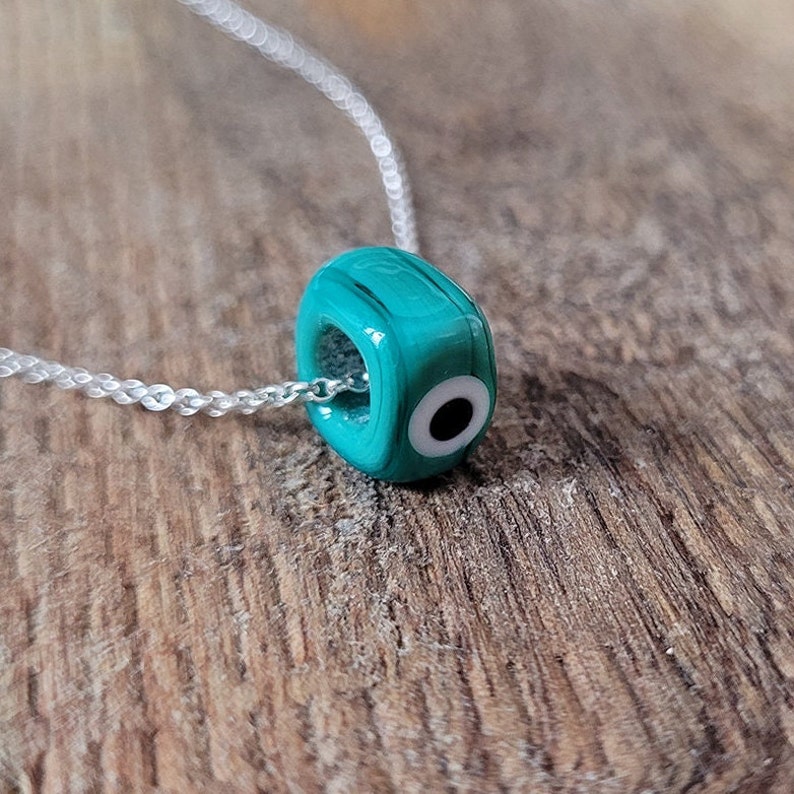 Murano Glass EVIL EYE Bead Pendant, Green Charms Bead, 12 X 8 Mm ...