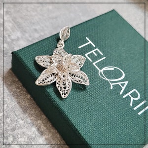 Sterling Silver Filigree Flower Pendant: Turkish Telkari Openwork - Etsy