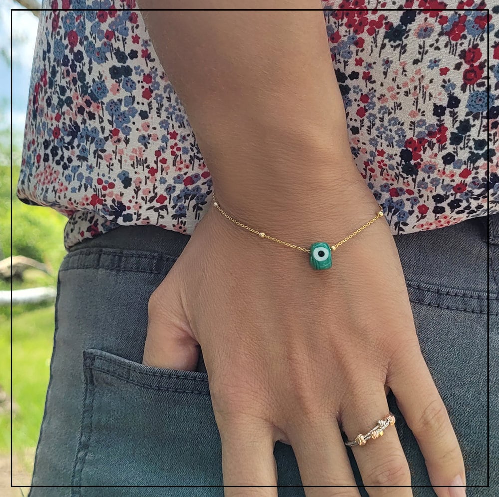 Murano Glass EVIL EYE Bead Pendant, Green Charms Bead, 12 X 8 Mm ...