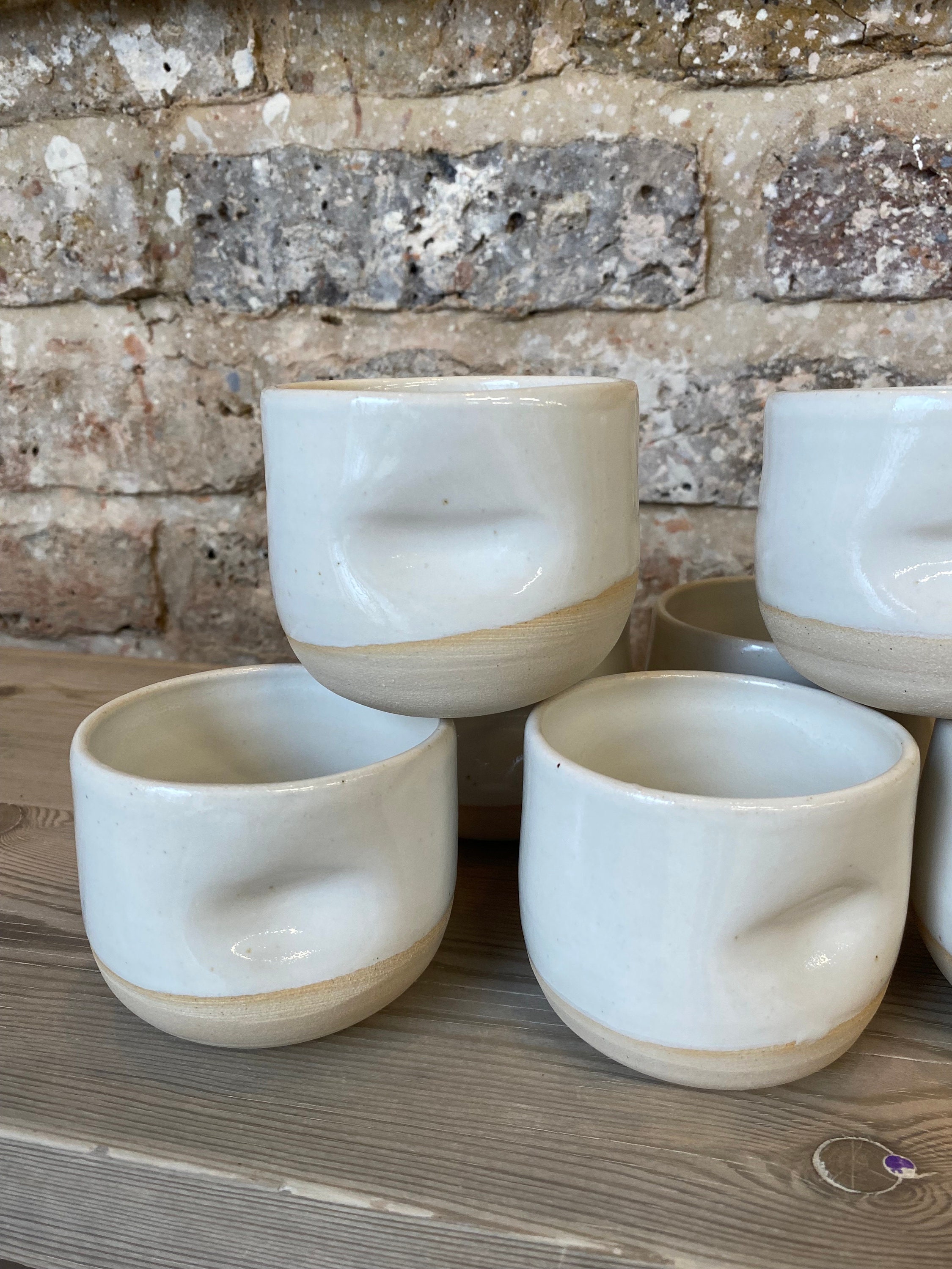 Flat White Coffee Cup With Thumb Dimple - Etsy