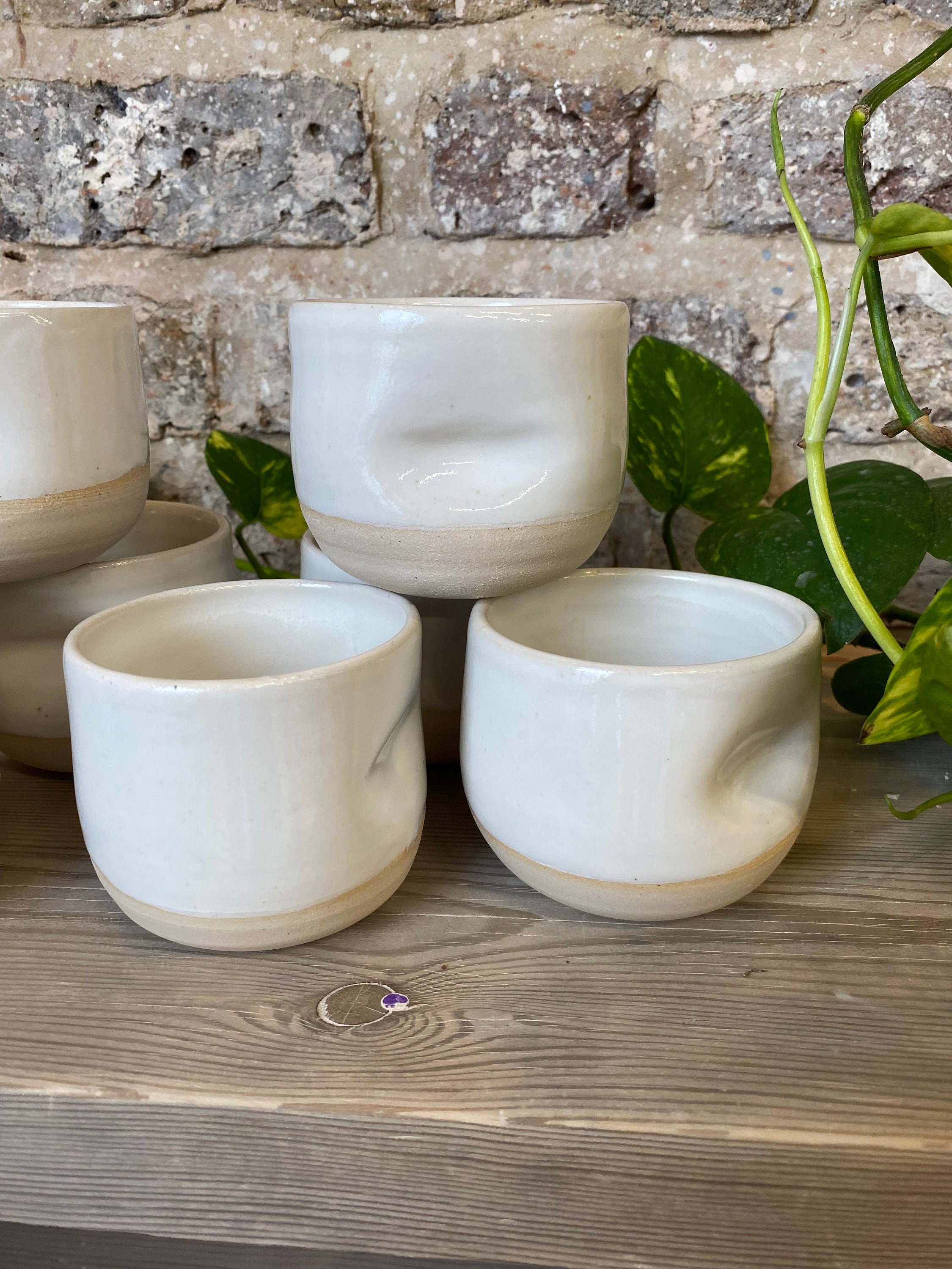 Flat White Coffee Cup With Thumb Dimple - Etsy