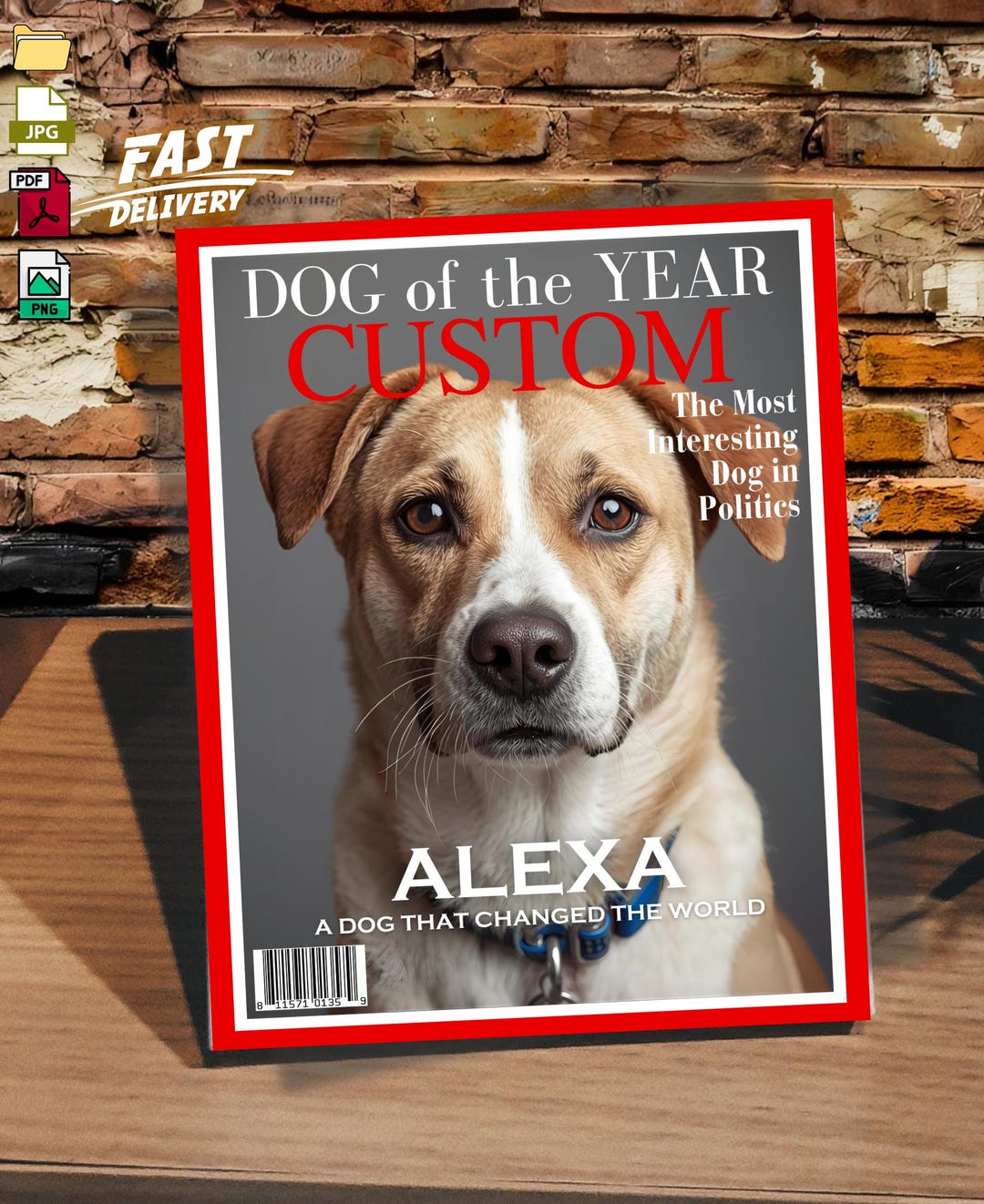 Custom Dog Magazine Cover, Personalized Dog of the Year Pet Portrait ...