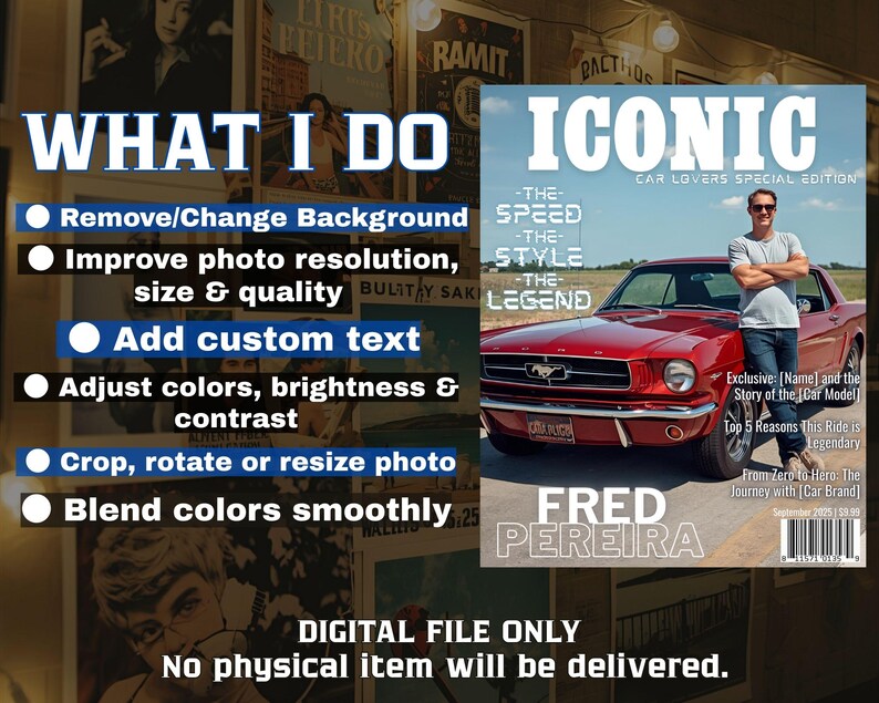 Personalized Car Magazine Cover | ICONIC Custom Auto Poster | Classic ...