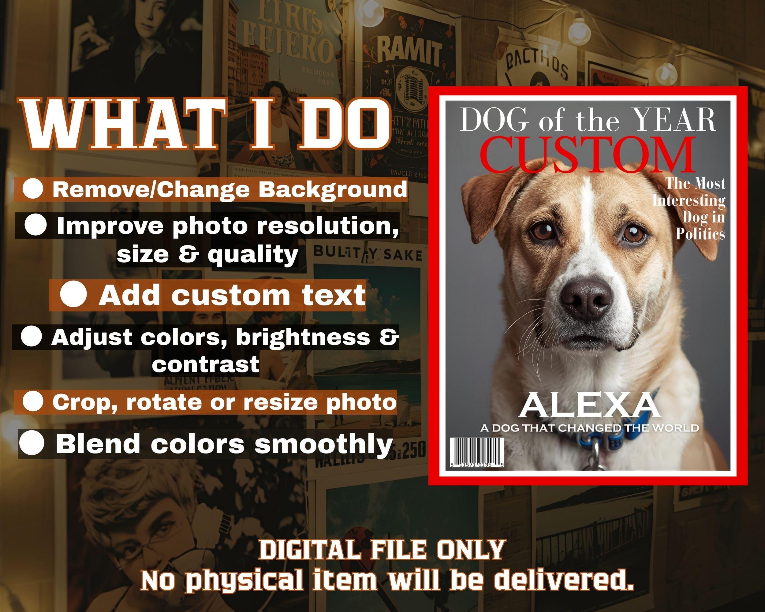 Custom Dog Magazine Cover, Personalized Dog of the Year Pet Portrait ...