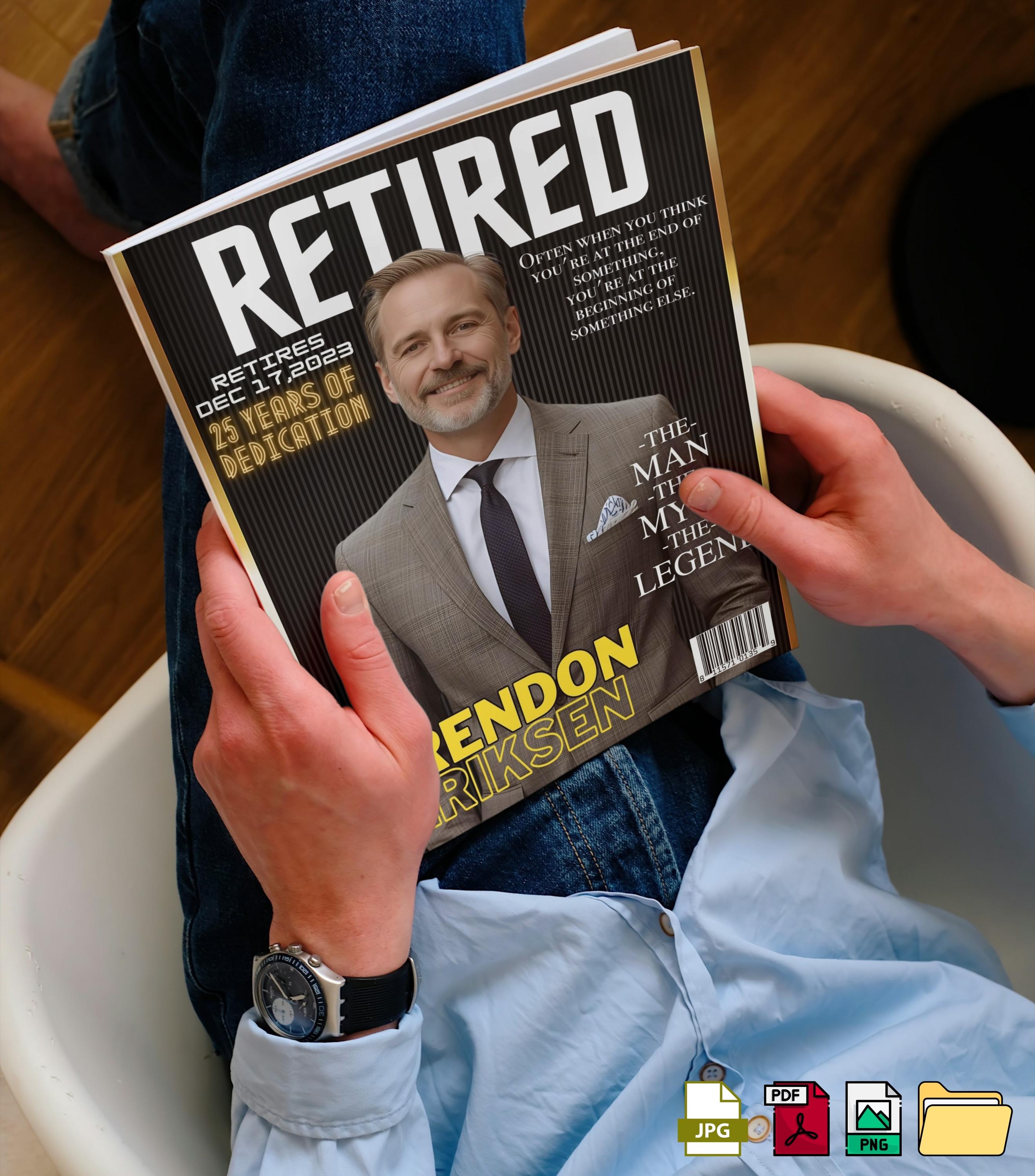 Personalized Retirement Magazine Cover — Custom Digital Poster, Funny ...
