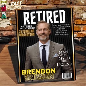 Personalized Retirement Magazine Cover — Custom Digital Poster, Funny ...