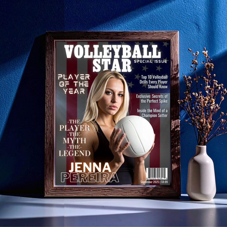 Custom Volleyball Magazine Cover, Personalized Sports Poster, Custom ...