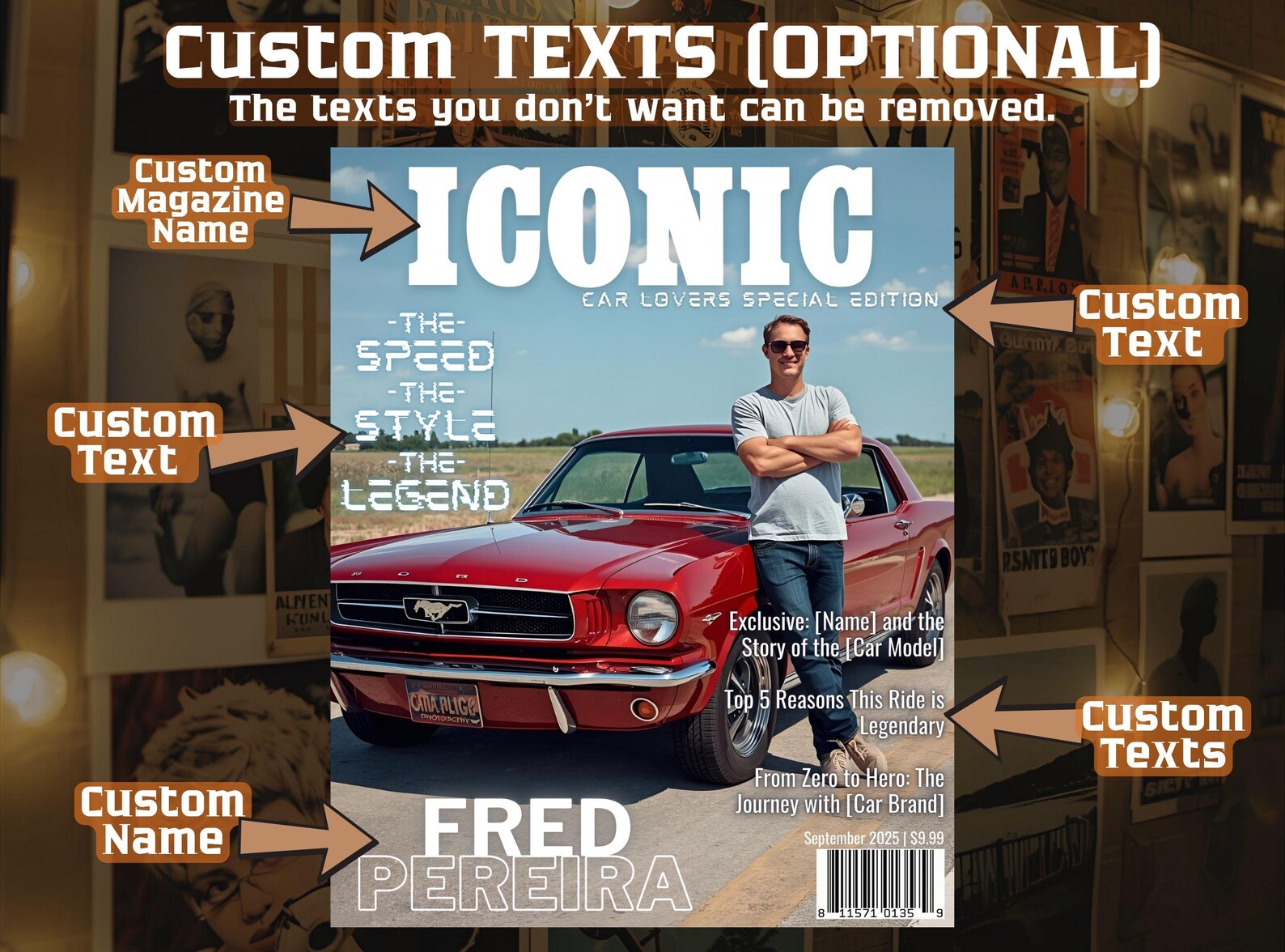 Personalized Car Magazine Cover | ICONIC Custom Auto Poster | Classic ...