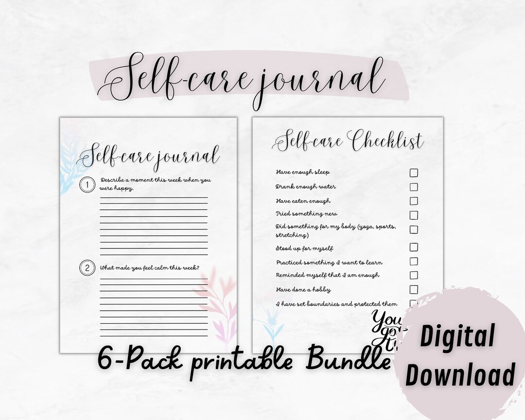 Self-care & Self-love Journal and Checklist for Mental Health and ...