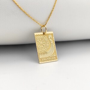 14K Solid Gold Valhalla Necklace Viking Pendant Gold Viking - Etsy
