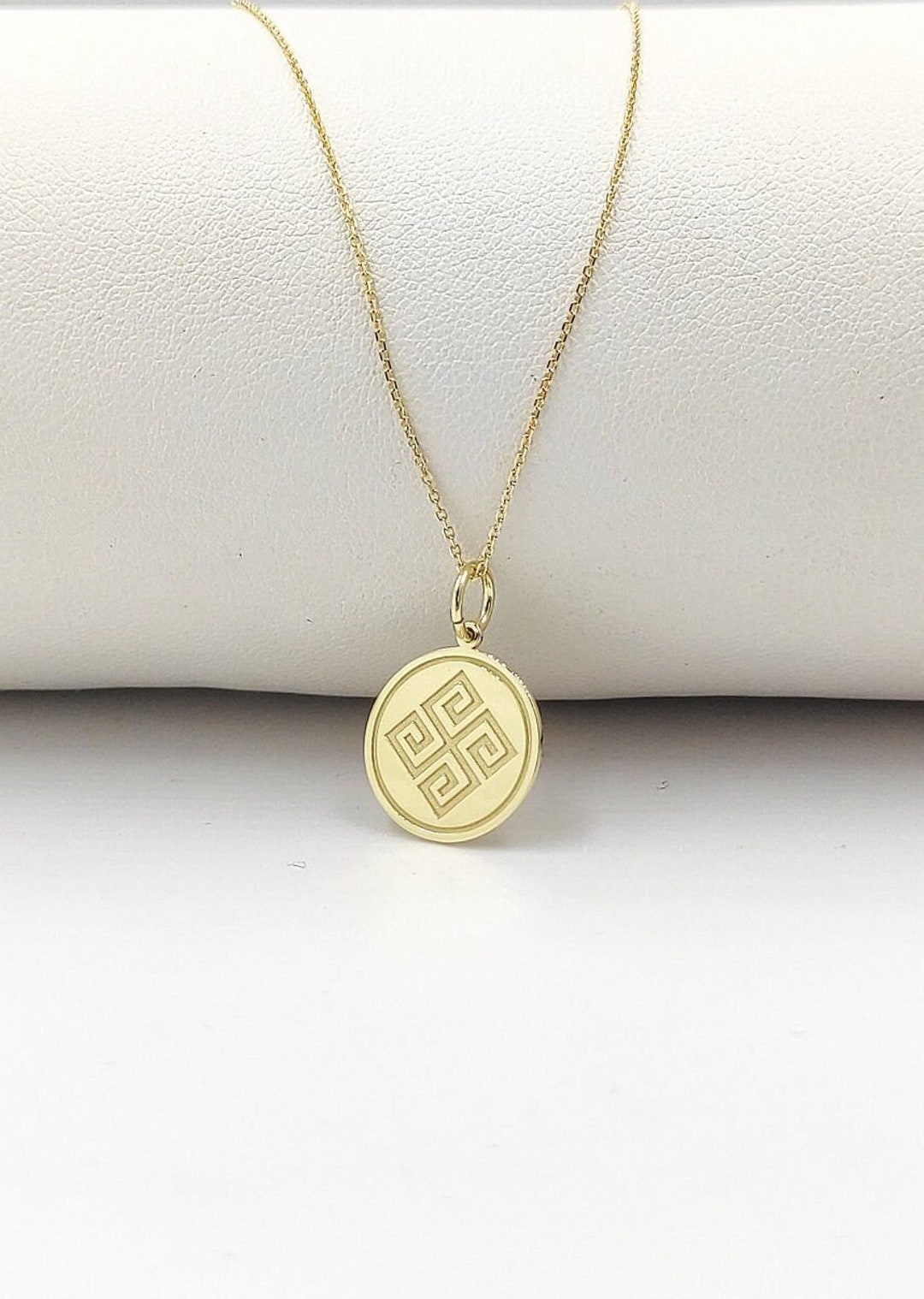 14K Solid Gold Greek Key Necklace Greek Pendant Personalized - Etsy