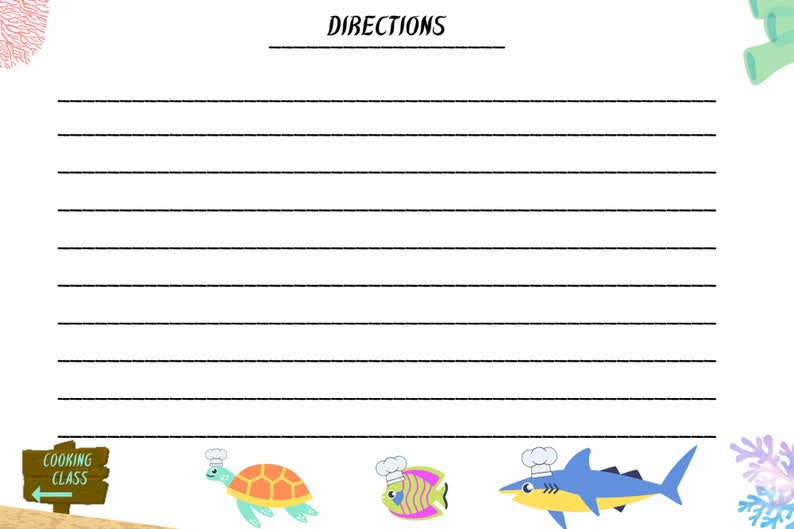 Under the Sea Printable Recipe Card 4 X 6 - Etsy