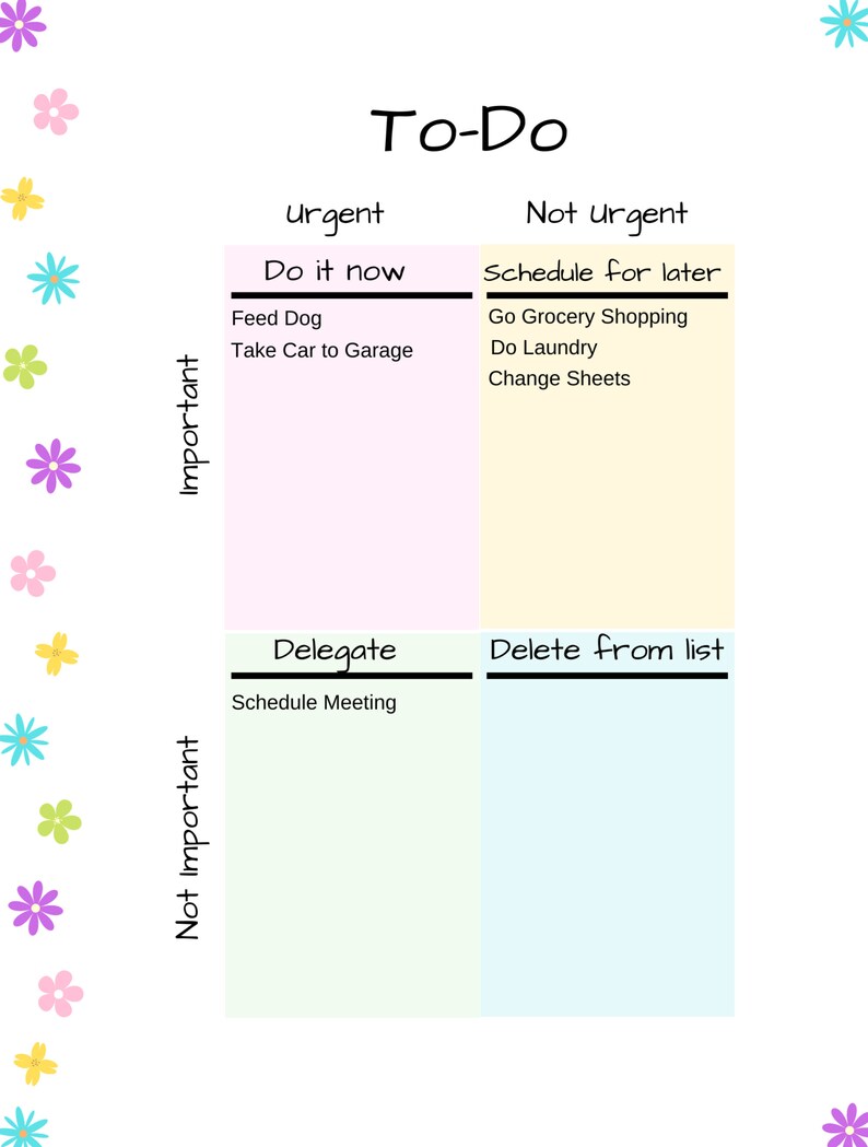 EDITABLE HP Classic Priority Matrix Printable Insert Flowers - Etsy
