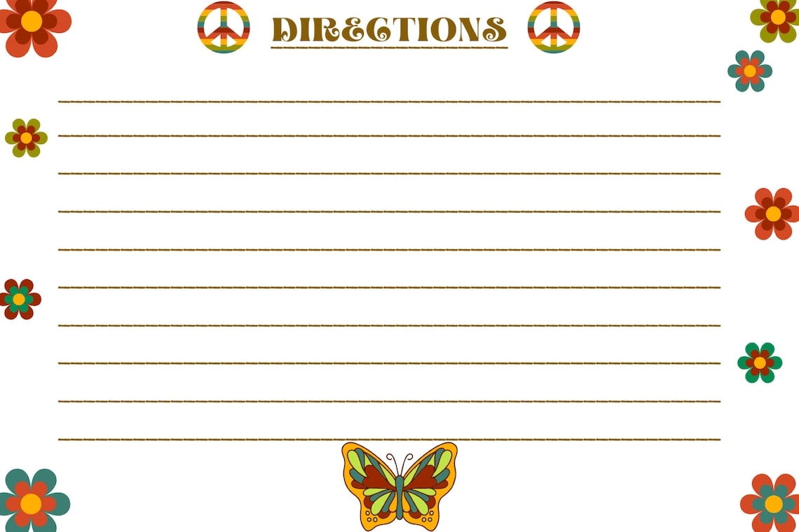 Groovy 70's Themed Recipe Card Instant Download 4 X 6 - Etsy