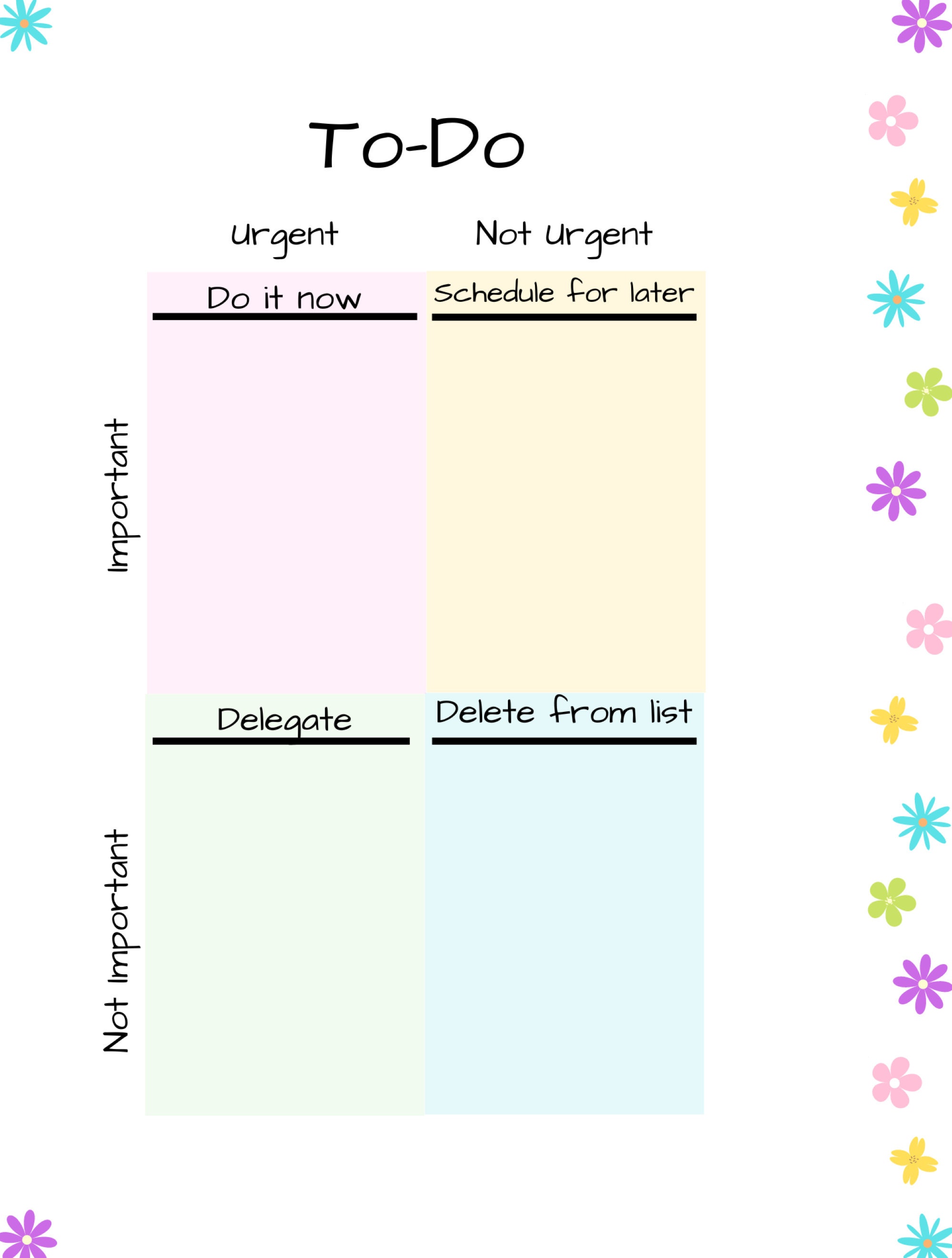 EDITABLE HP Classic Priority Matrix Printable Insert Flowers - Etsy
