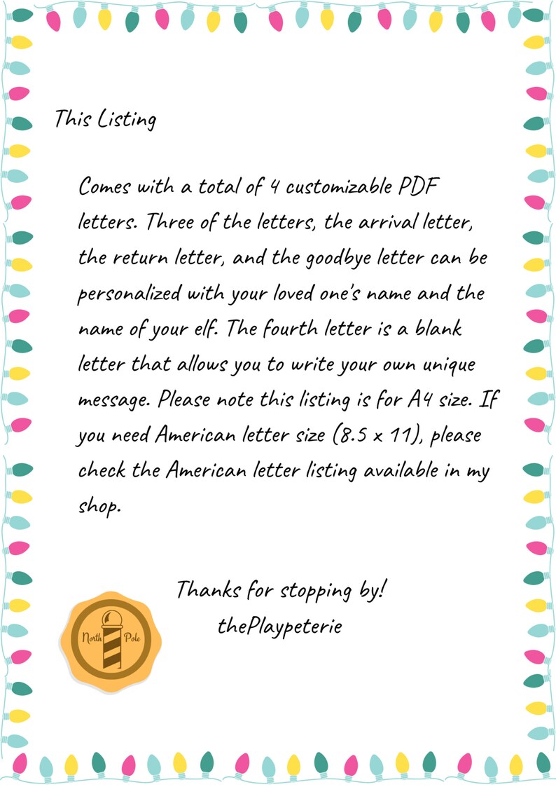 Letter From an Elf EDITABLE Goodbye, Return, and Arrival Letters A4 ...