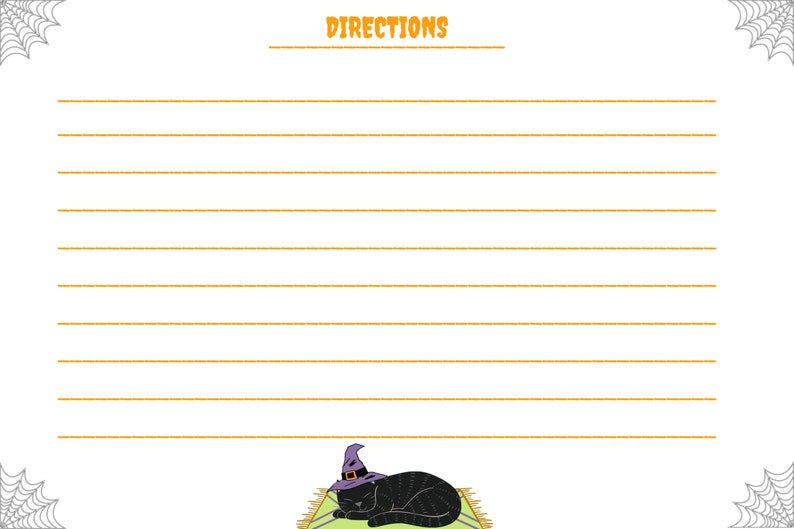 Black Cat Halloween Recipe Card Printable 4 X 6 - Etsy