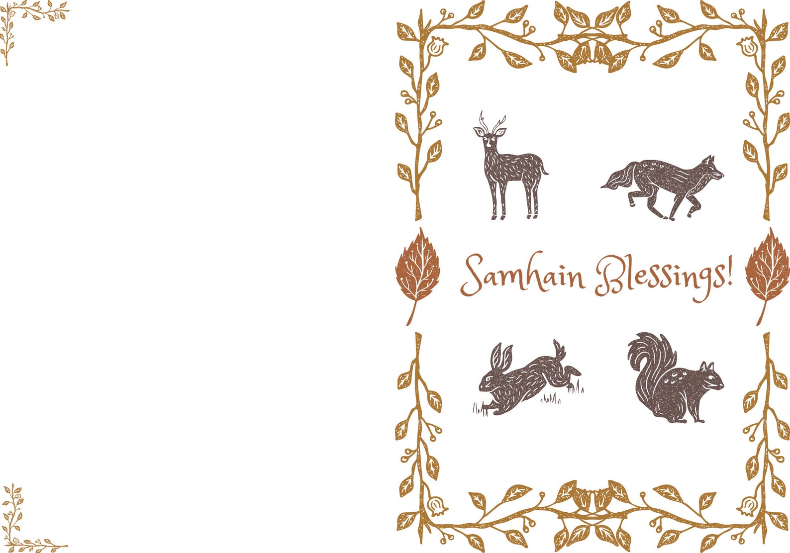 Samhain Blessings Printable 5 X 7 Greeting Card Forest Animals - Etsy