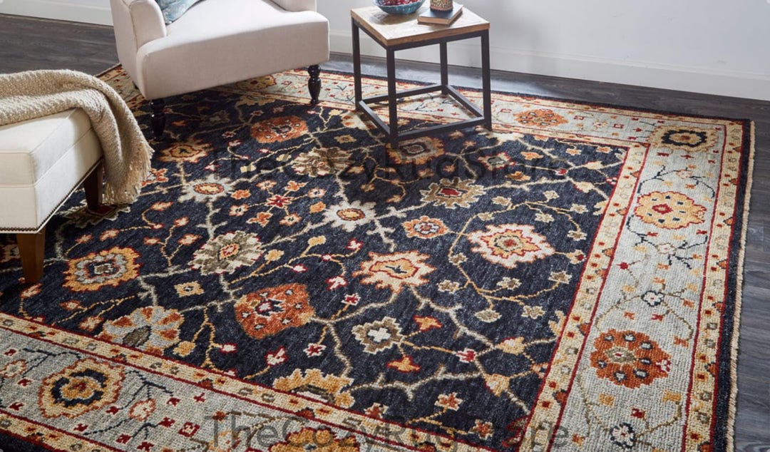 10x14 Contemporary Black/beige Modern Oushak Rug New Accent Area Rugs ...