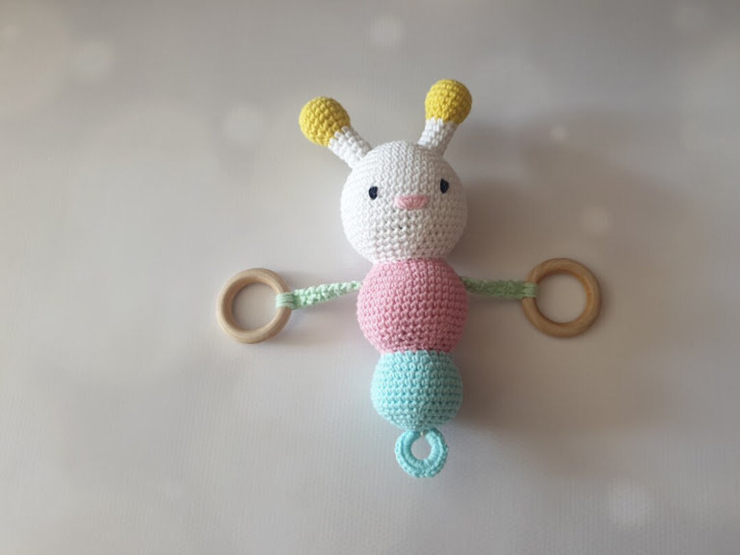 Amigurumi Caterpillar Sound Toy ,musical Pull String Toy , Newborn Gift ...