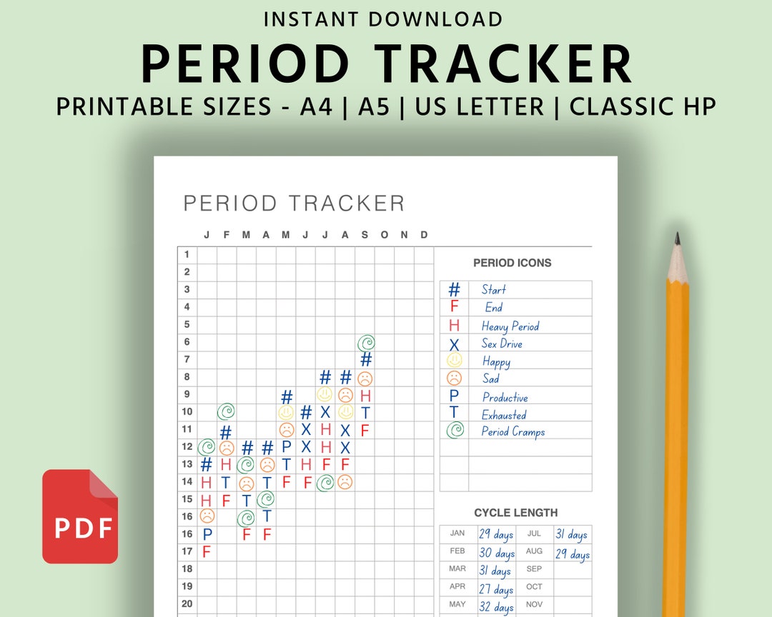 Period Tracker and Menstrual Cycle Log Printable Pdf in - Etsy