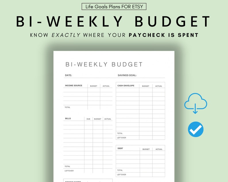 Bi Weekly Budget Planner Printable, Paycheck Budget Template, Paycheck ...
