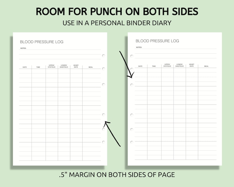 Blood Pressure Log, Blood Pressure Printable Pdf, Daily Blood Pressure ...