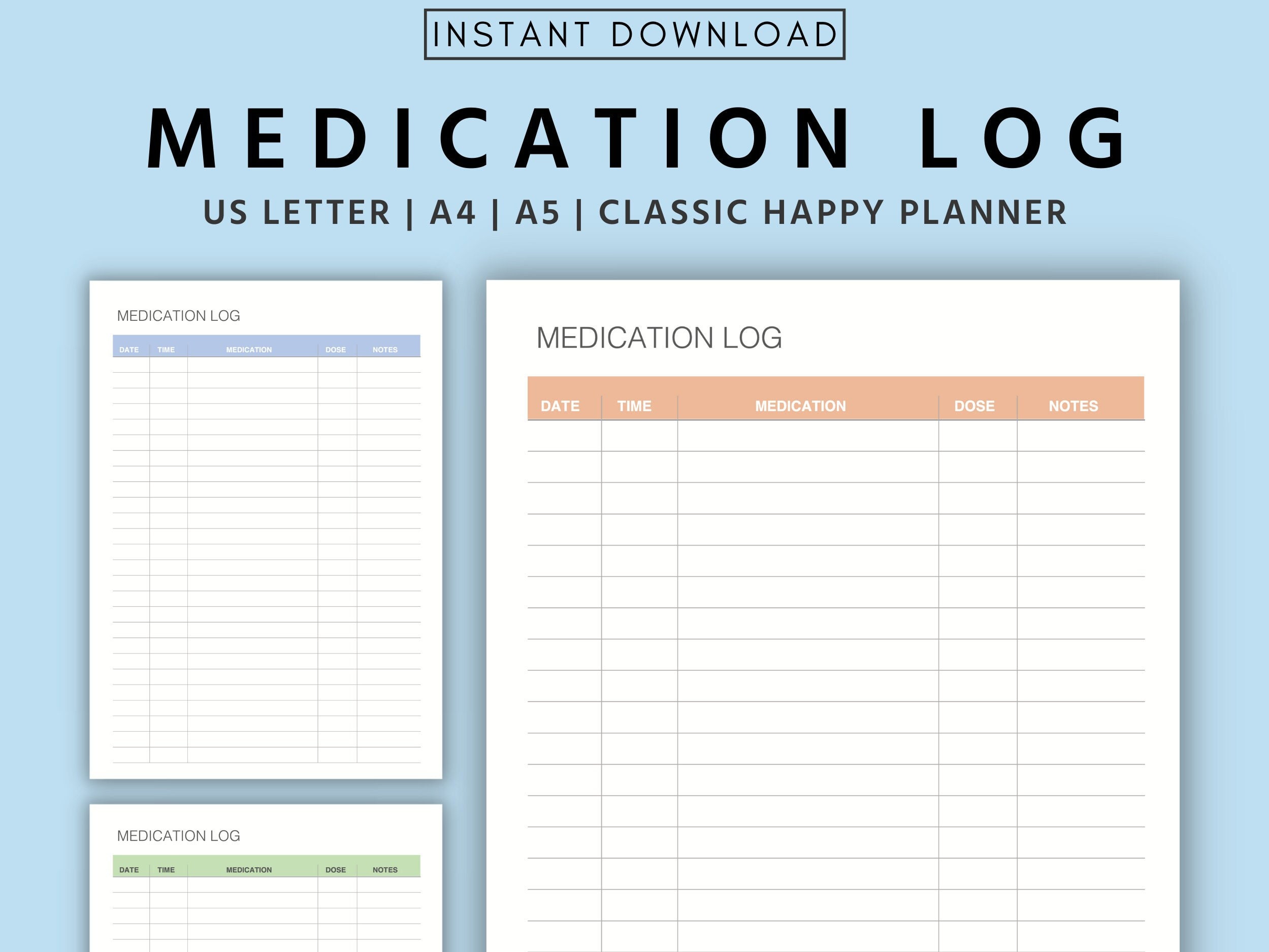 Medication Tracker and Medication List, Printable and Instant Downloadable, Medicine Tracker ...