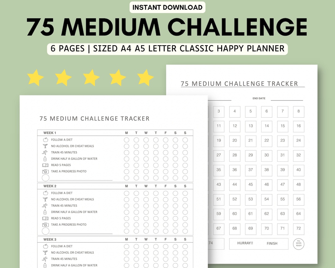 75 Medium Challenge, 75 Day Medium Challenge, 75 Day Track, 75 Medium ...