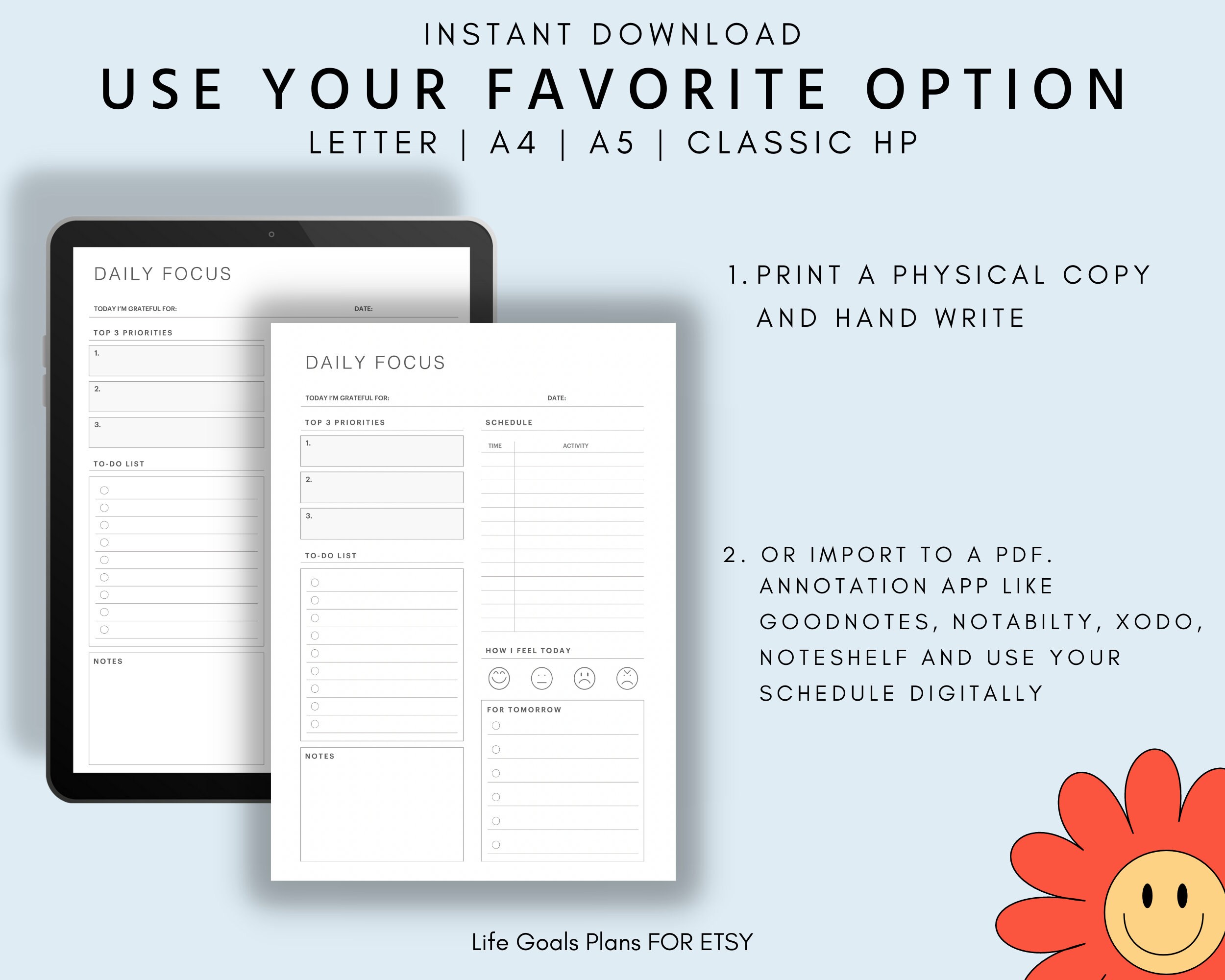 ADHD Daily Planner Printable Daily to Do List Notepad ADHD - Etsy