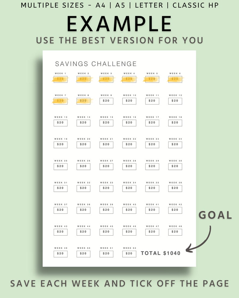 52 Week Savings Challenge 10K Challenge Budget Planner No - Etsy