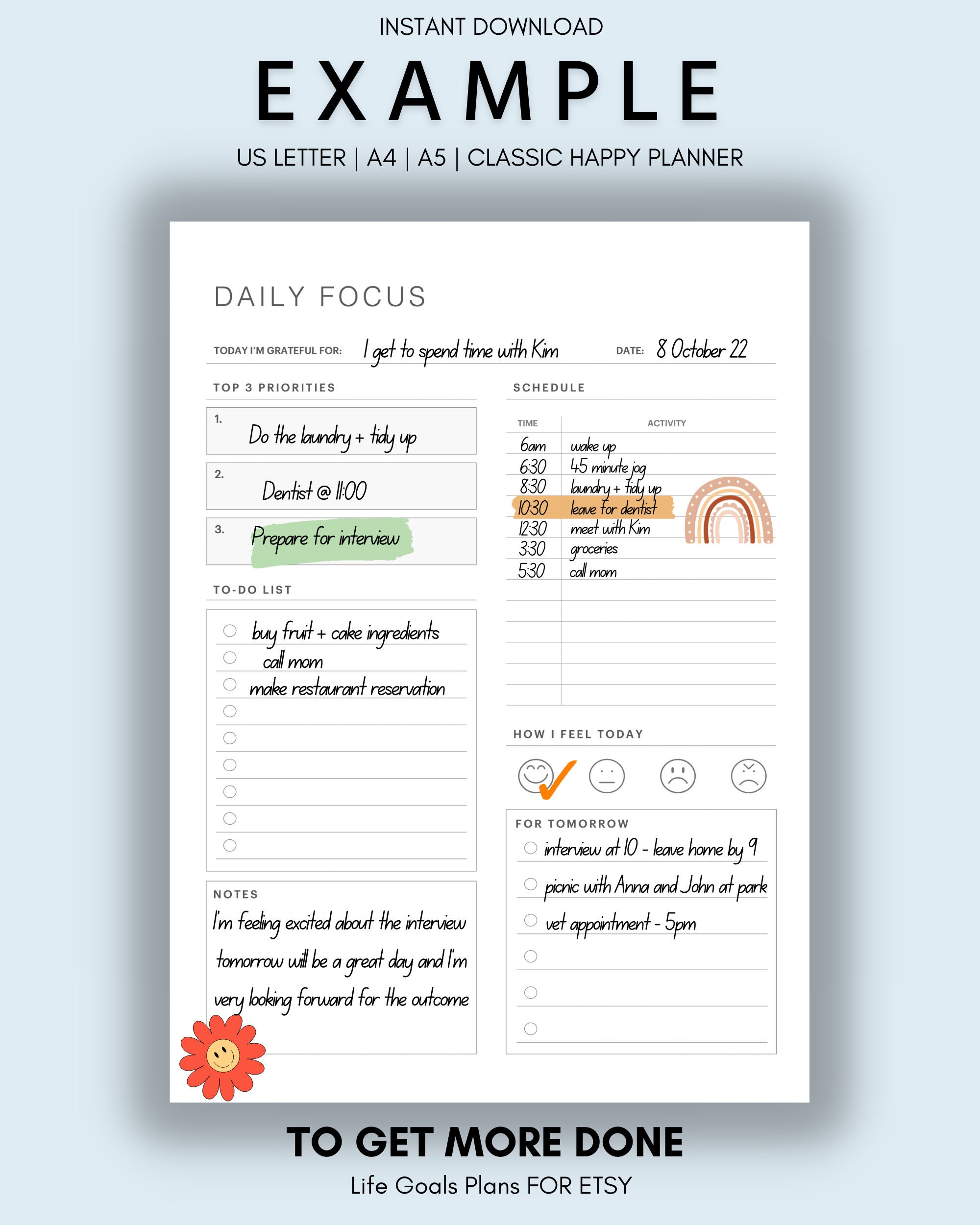 ADHD Daily Planner Printable Daily to Do List Notepad ADHD - Etsy