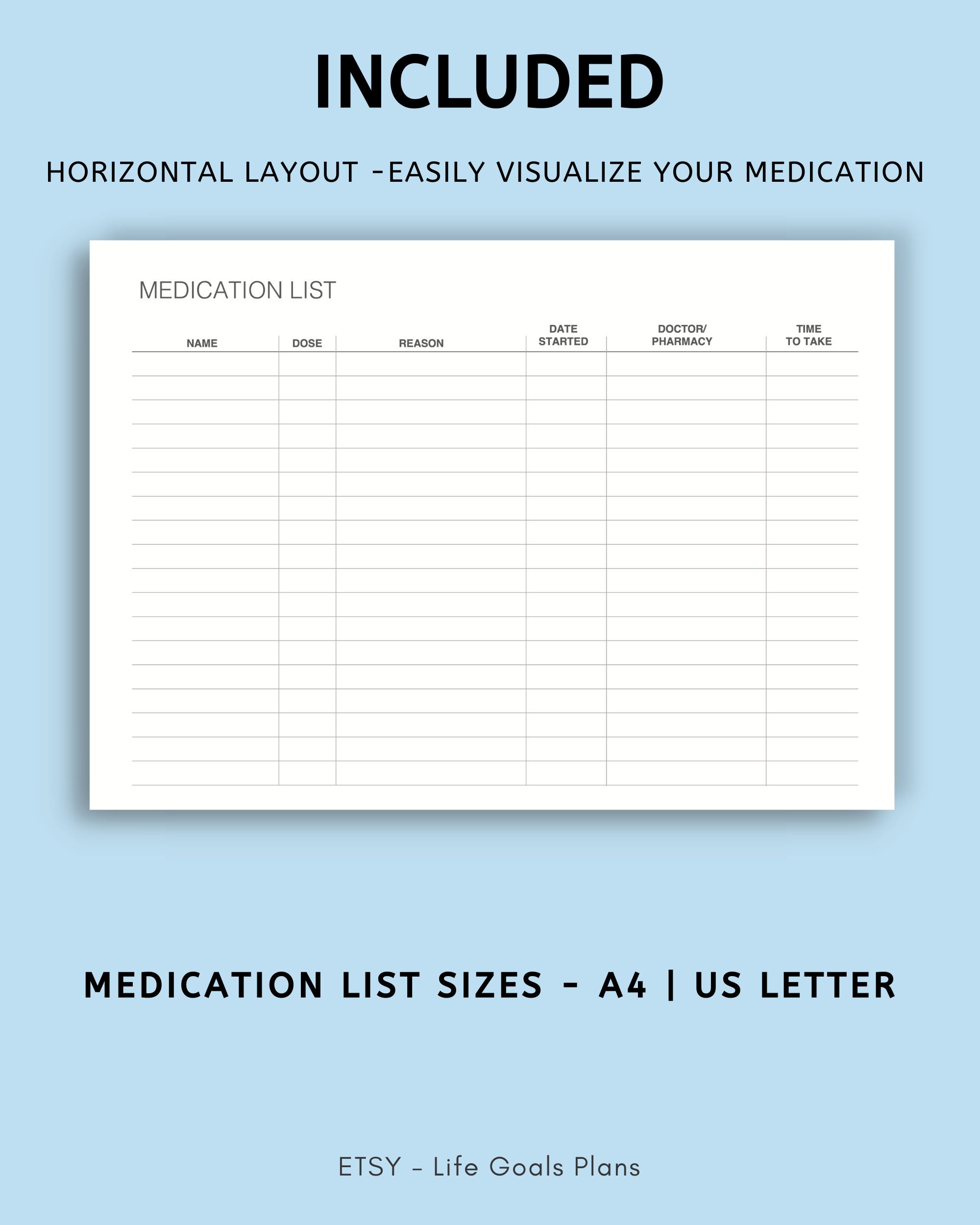 Medication Tracker and Medication List, Printable and Instant ...