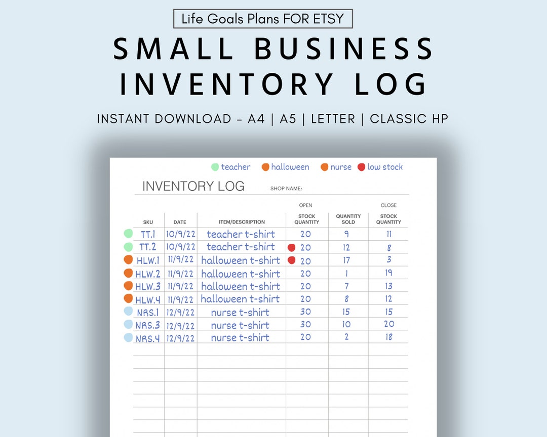 Inventory Management Form for Small Business, Inventory Tracker ...