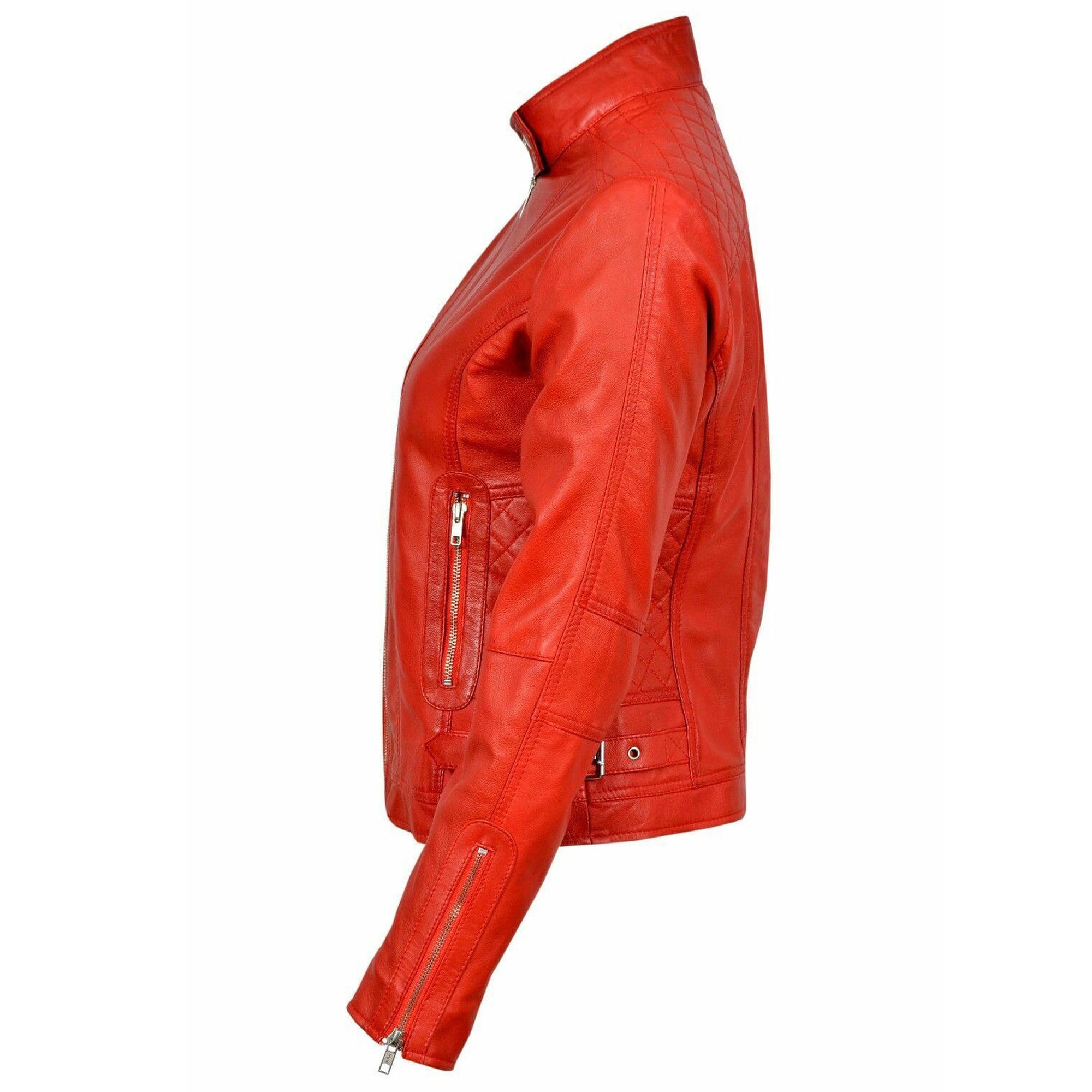 Women Red Leather Jacket Biker Jacket Motorcycle Jacket for Women ...