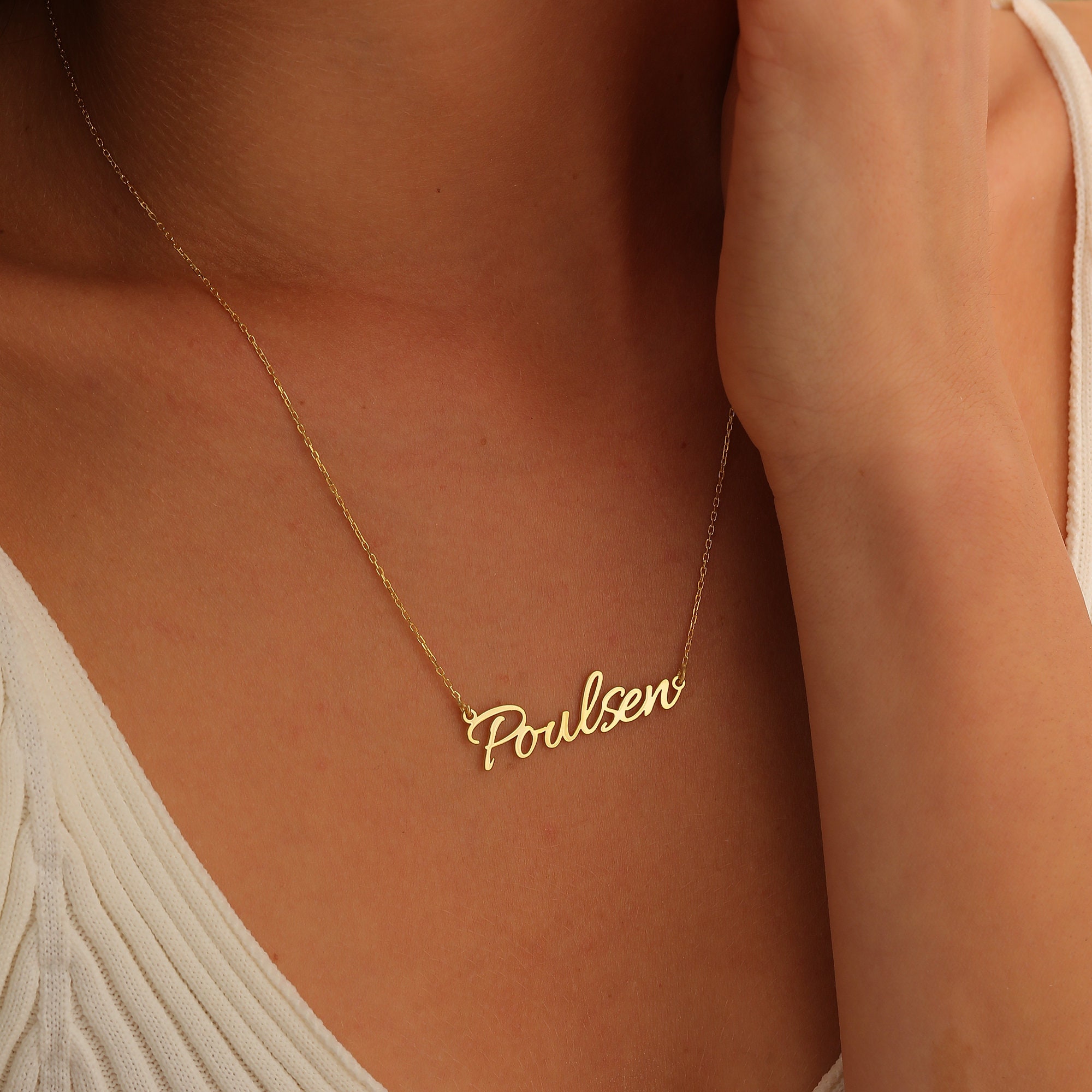 14k Gold Personalized Name Necklace Minimalist Necklace For Mom