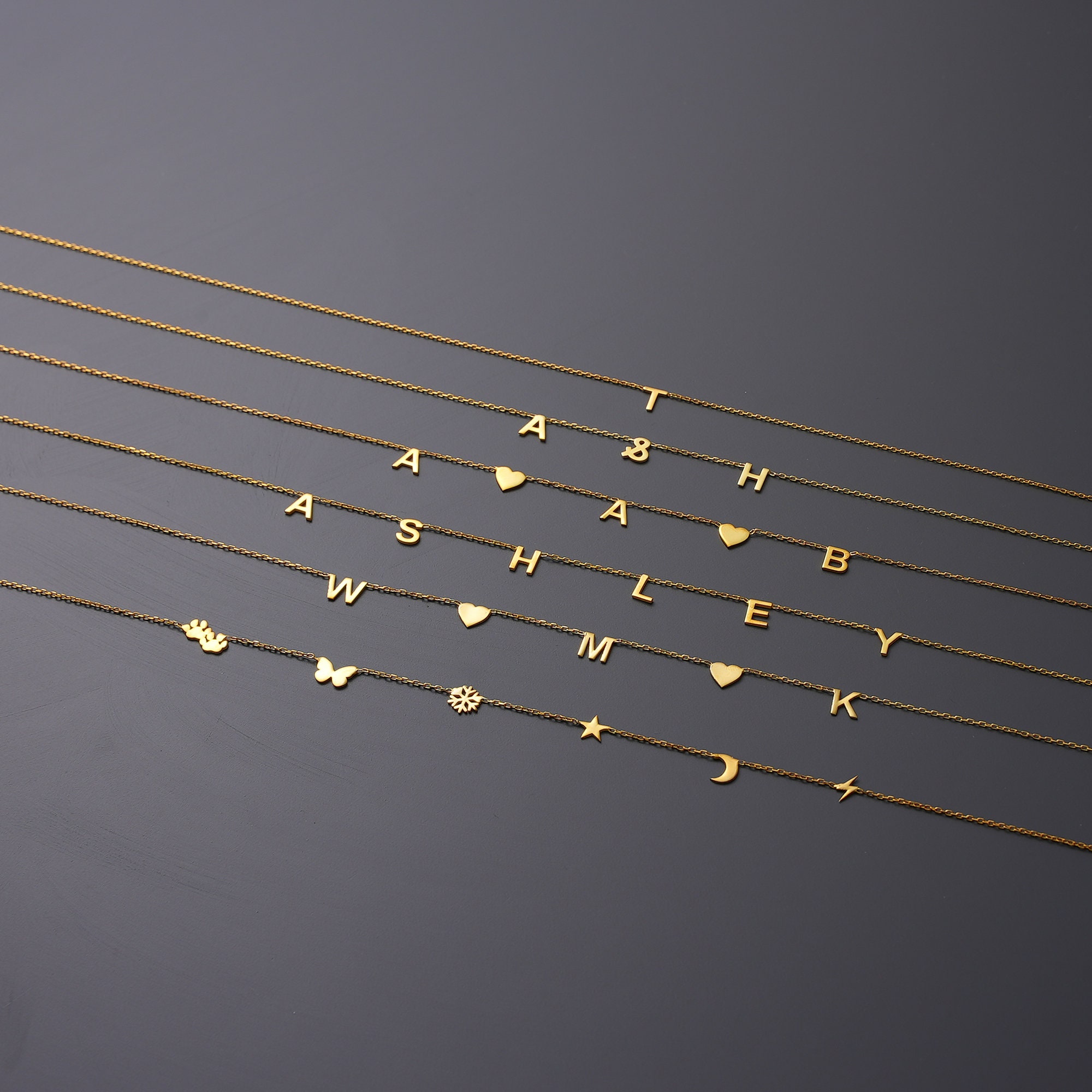 14K Gold Letter Necklace, Personalized Letter Necklace, Initial ...
