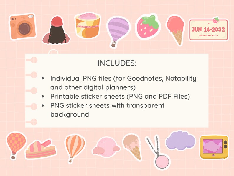 IU Strawberry Moon Digital Sticker Pack Hand-drawn Stickers for ...