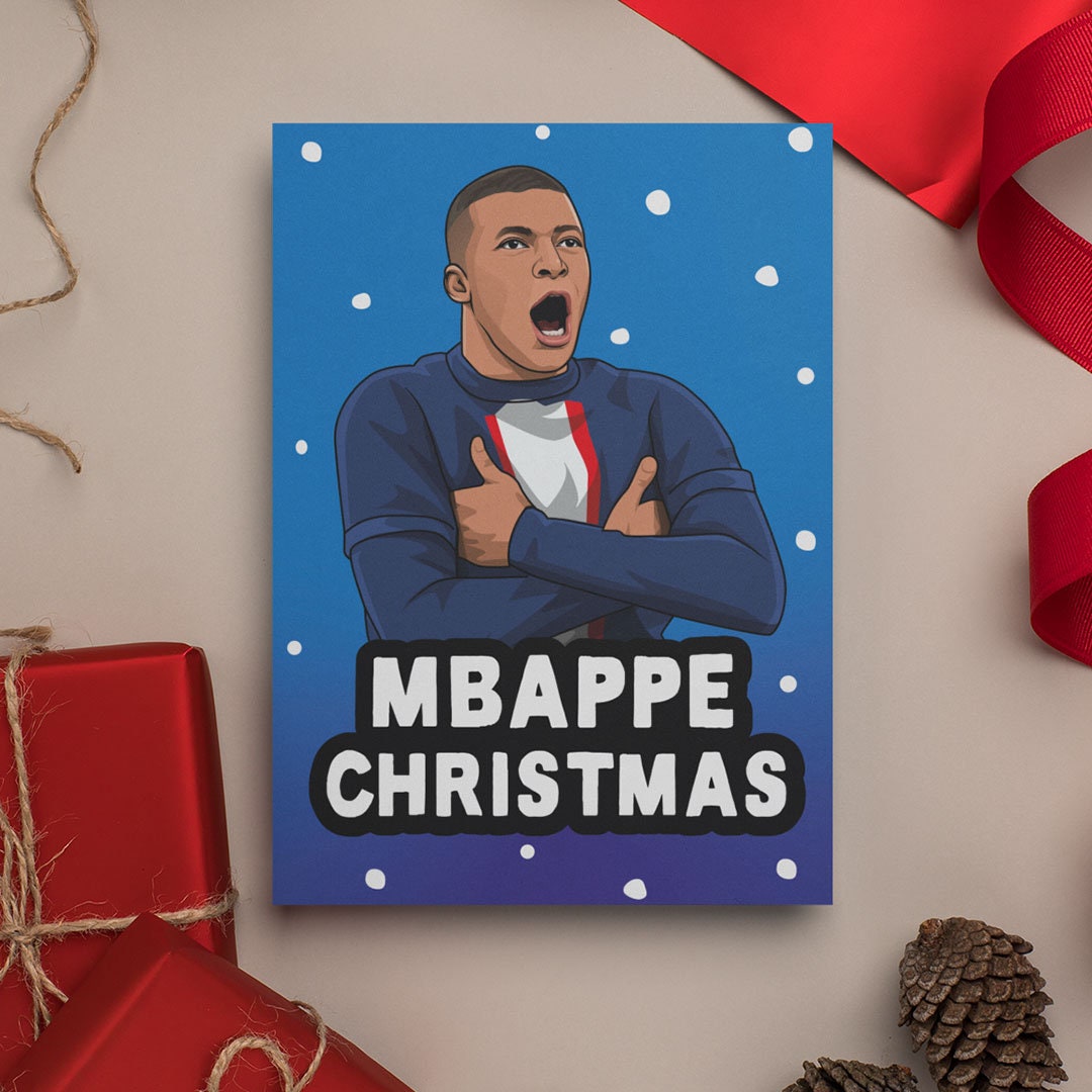 Kylian Mbappe Christmas Card Funny Xmas Card Paris Saint-germain - Etsy