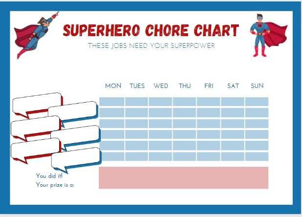 Superhero Chore Chart - Etsy