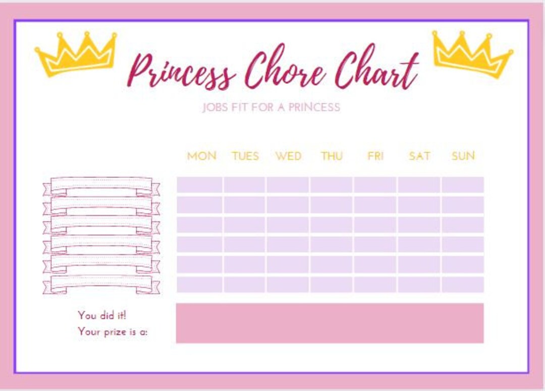 Princess Chore Chart - Etsy
