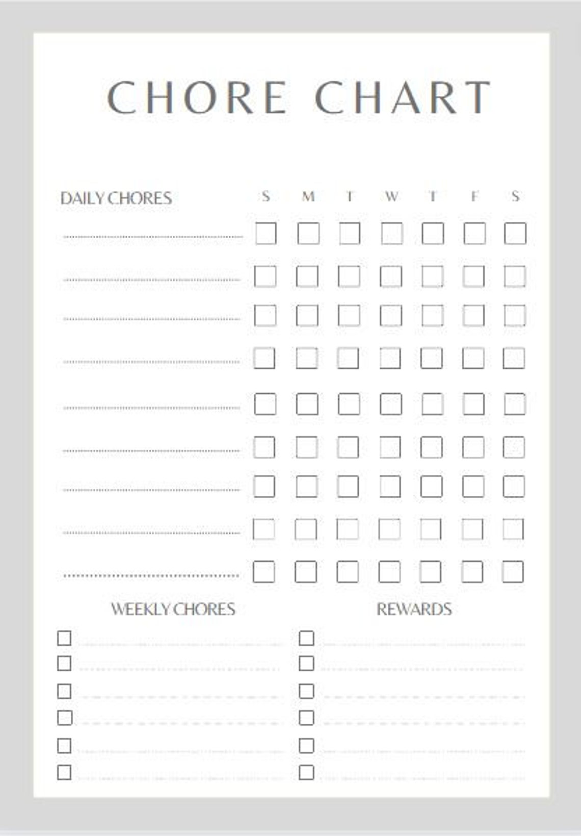 Teenage Chore Chart - Etsy