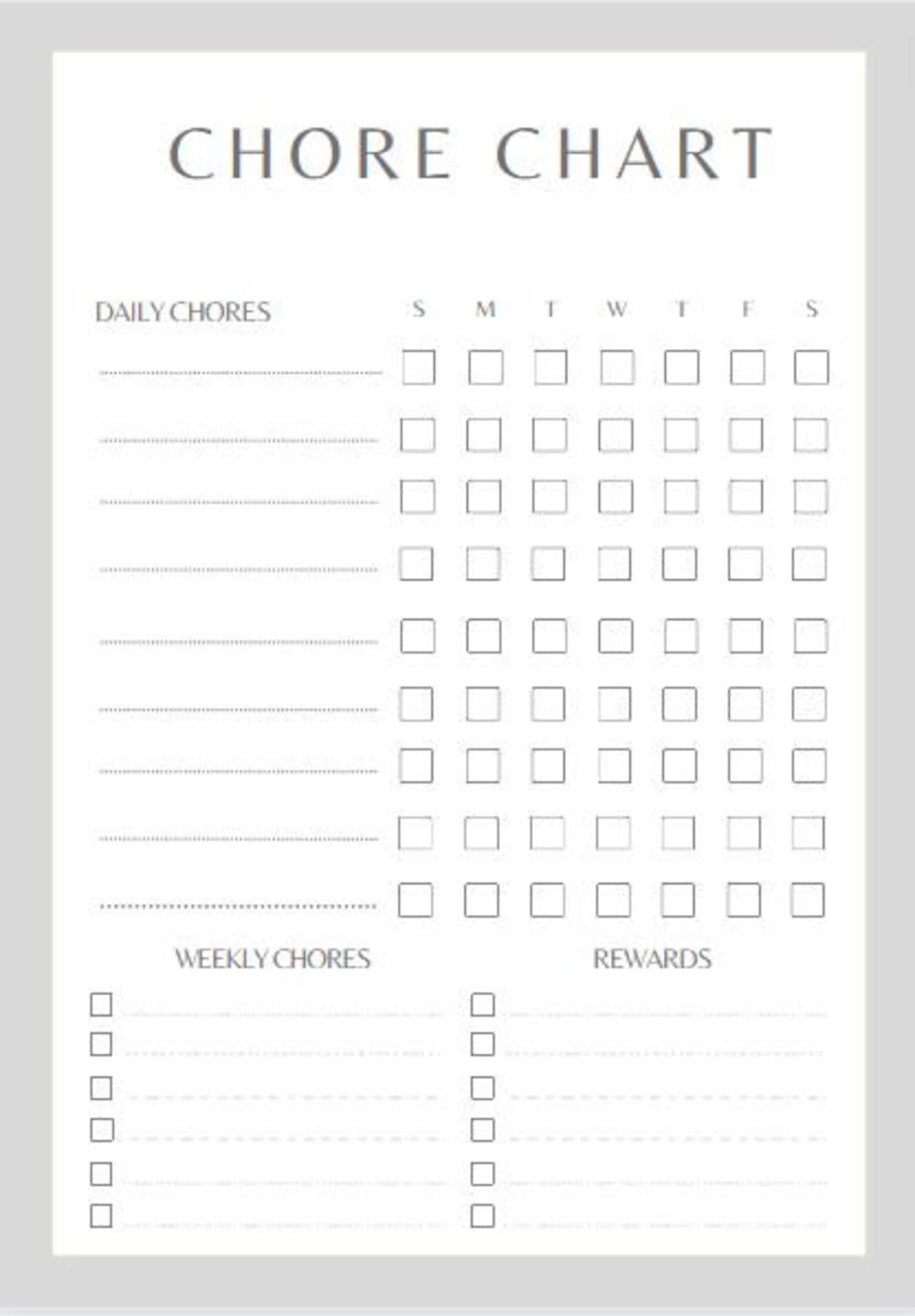 Teenage Chore Chart - Etsy