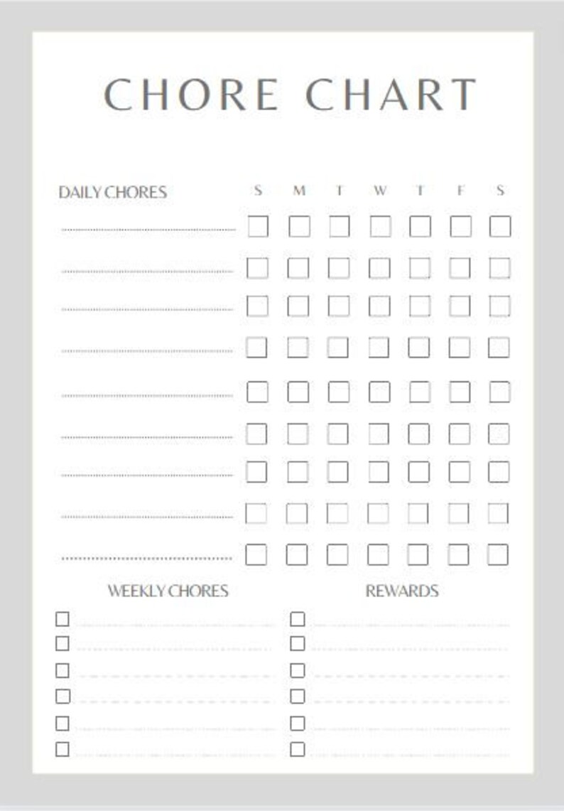 Teenage Chore Chart - Etsy