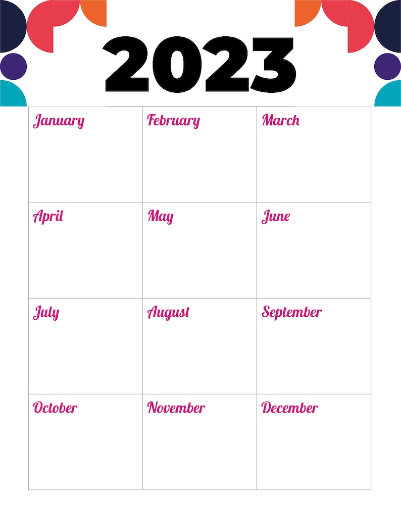 2023 Monthly Calendar Digital Download Printable PDF - Etsy