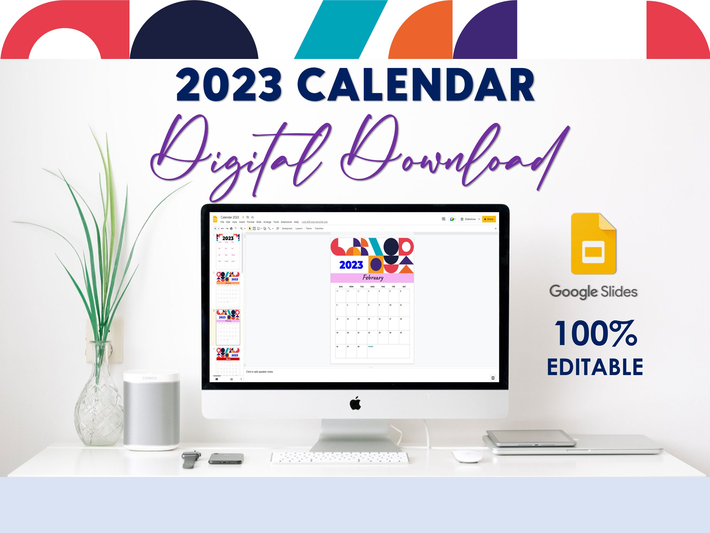 2023 Monthly Calendar Digital Download Printable PDF - Etsy