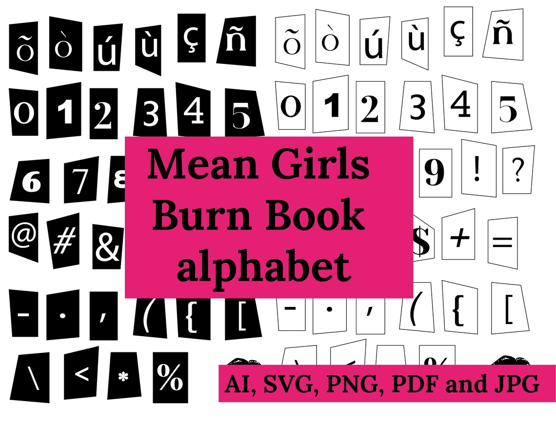 Mean Girls Burn Book Alphabet Font Burn Book Letters - Etsy