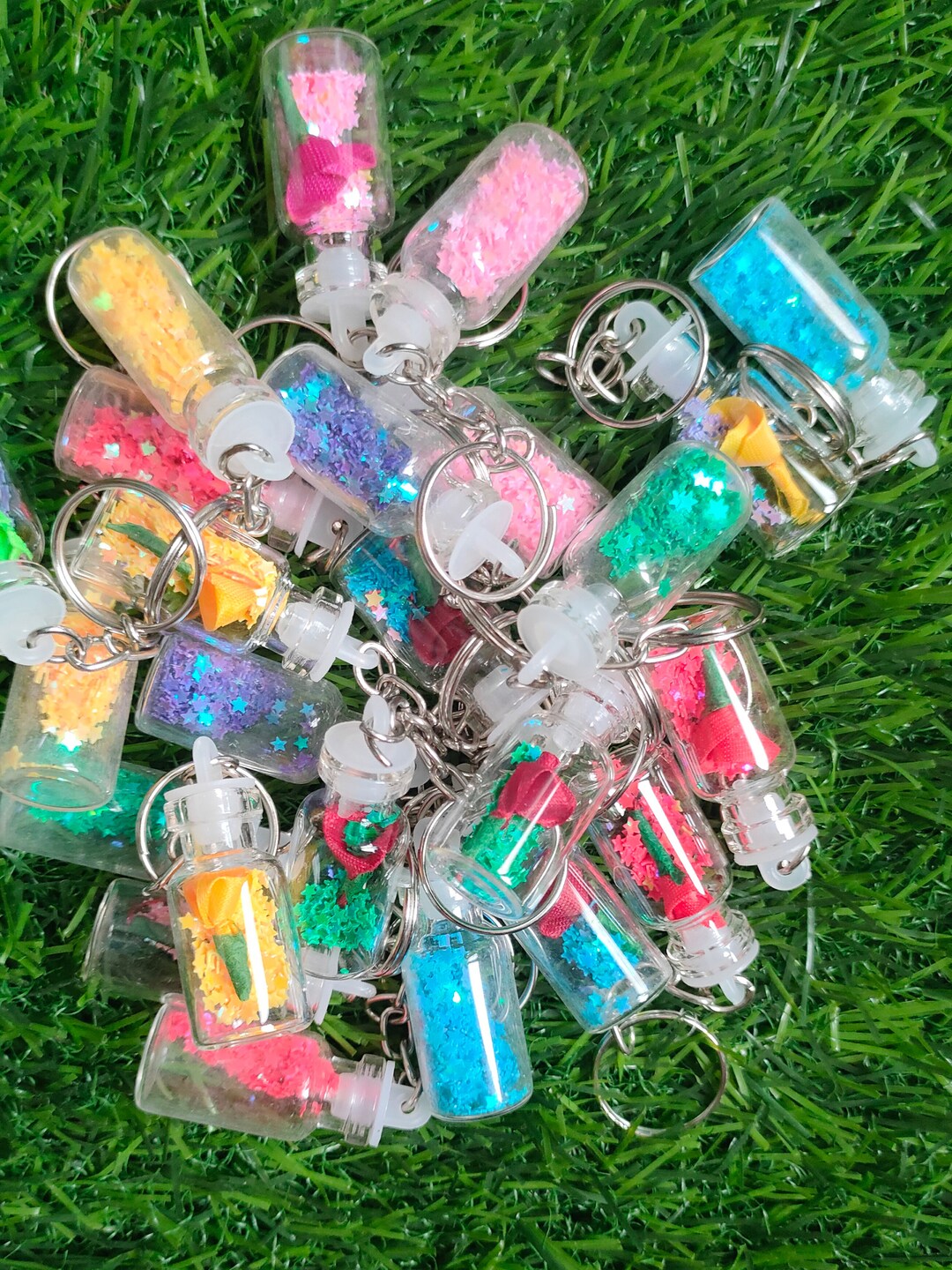 Glass Bottle Shaped Key Ring Unique Keyring Unique Gift for Love Ones ...